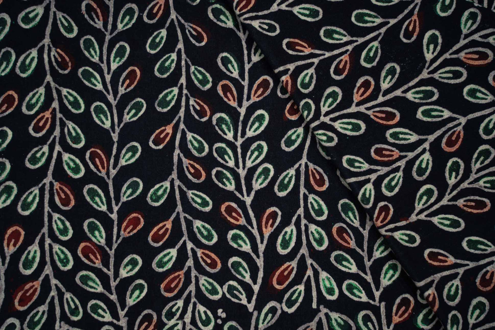 AJRAKH LEAF BLOCK PRINT FABRIC-NVHF6171 – Navyas Fashion